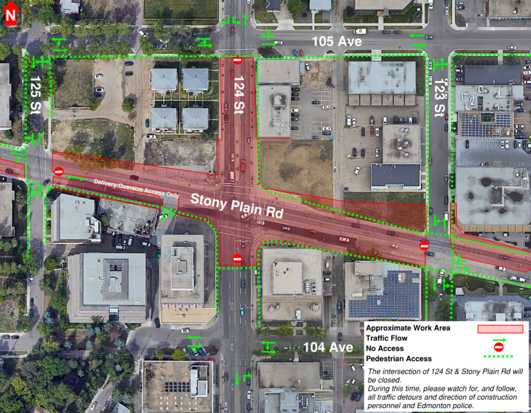 Stony Plain Road, 124 Street intersection closing for LRT construction