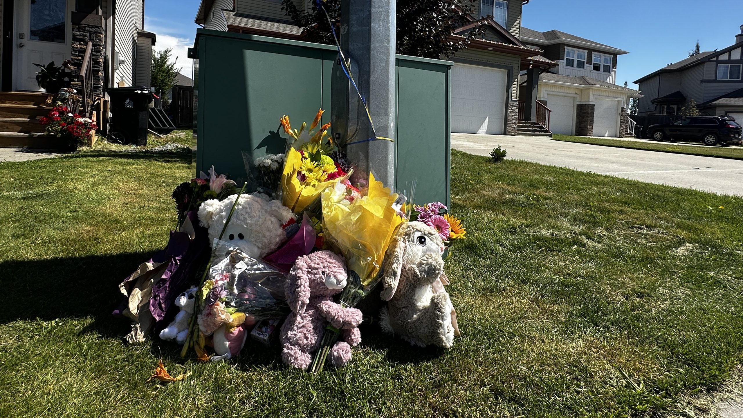 Memorial grows for 9-year-old girl hit by truck in Spruce Grove