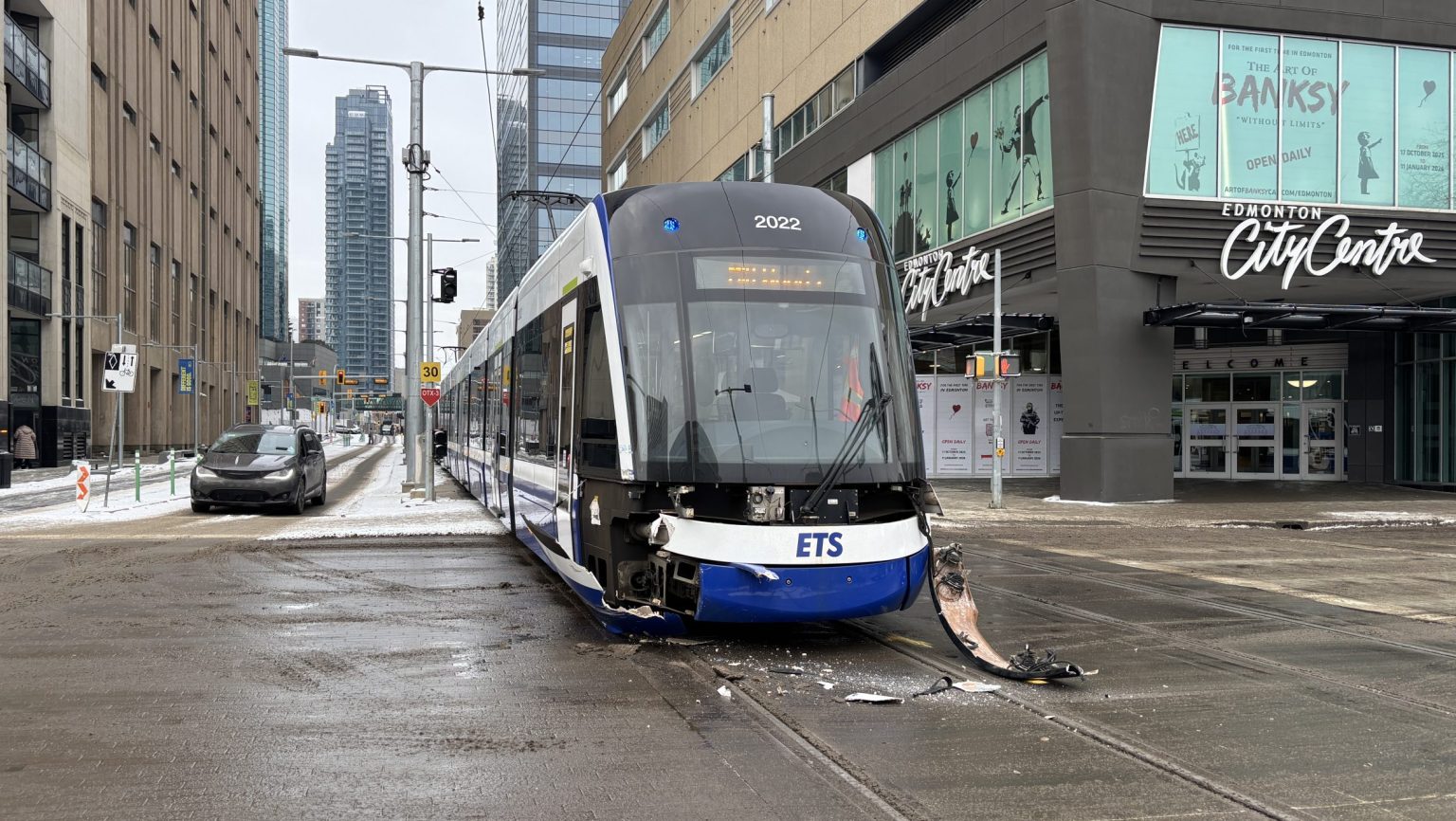 Truck turns against traffic light, crashes into LRT in downtown ...