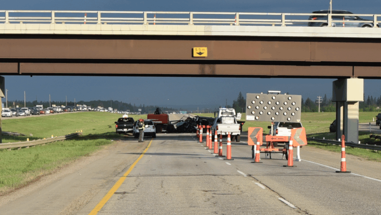 Driver killed after colliding with construction platform on highway ...