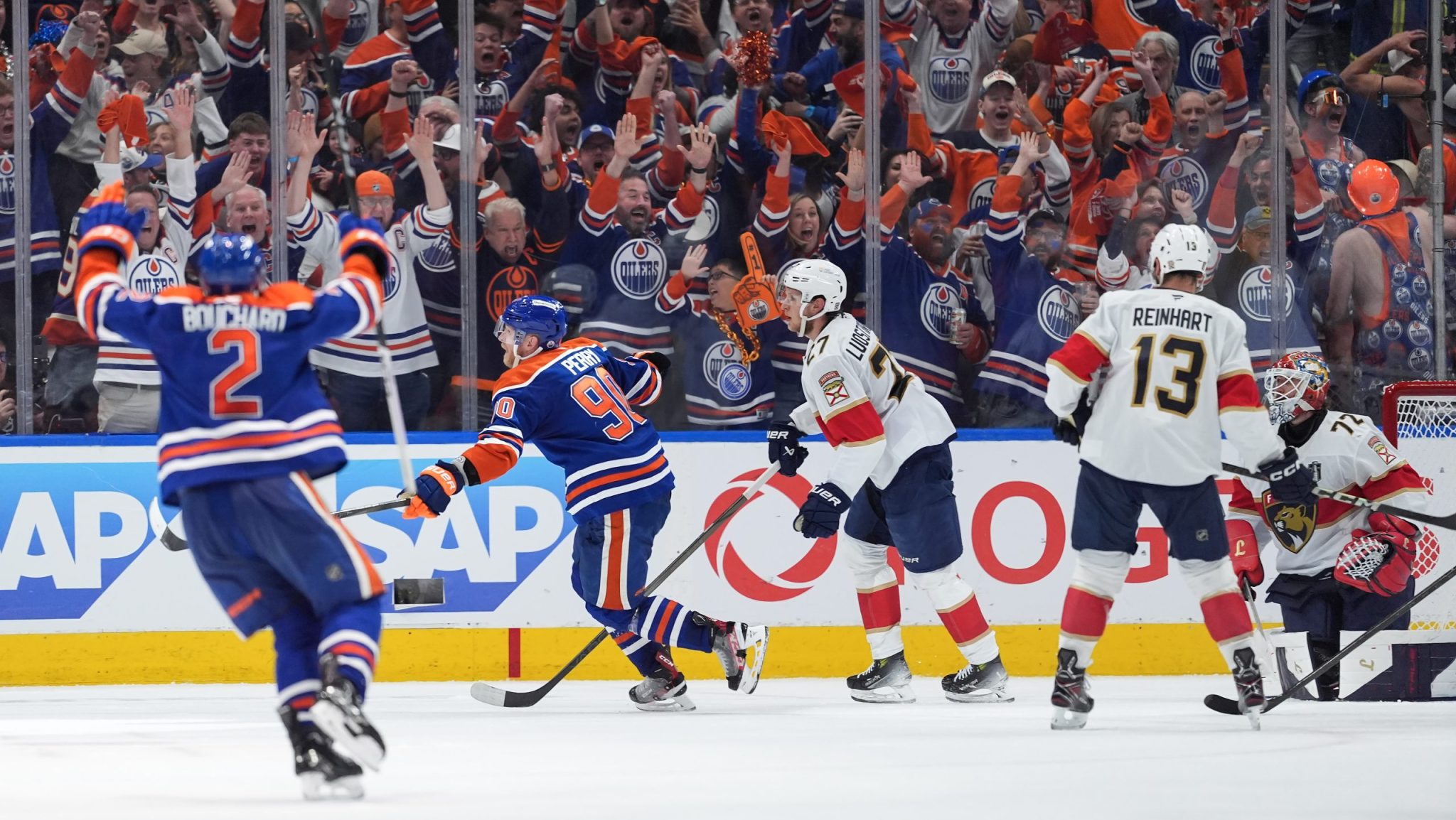 Florida's Brad Marchand scores double OT winner in Game 2 to level ...