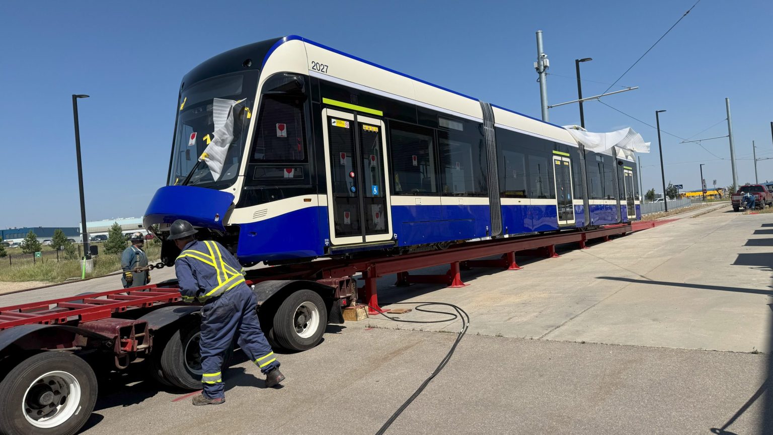 First Valley Line West LRT vehicle arrives in Edmonton