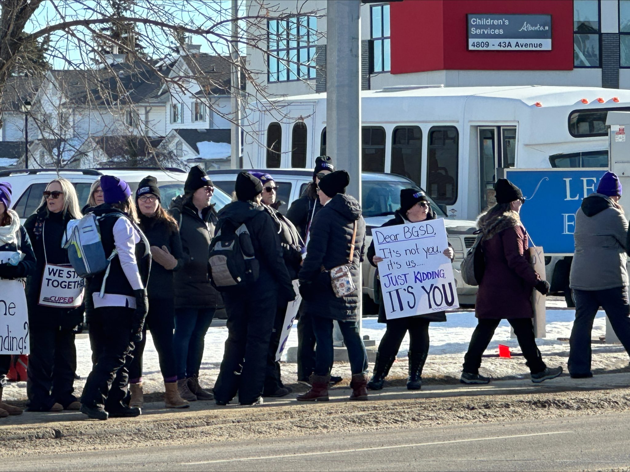 Support workers in Black Gold School Division join province-wide strike