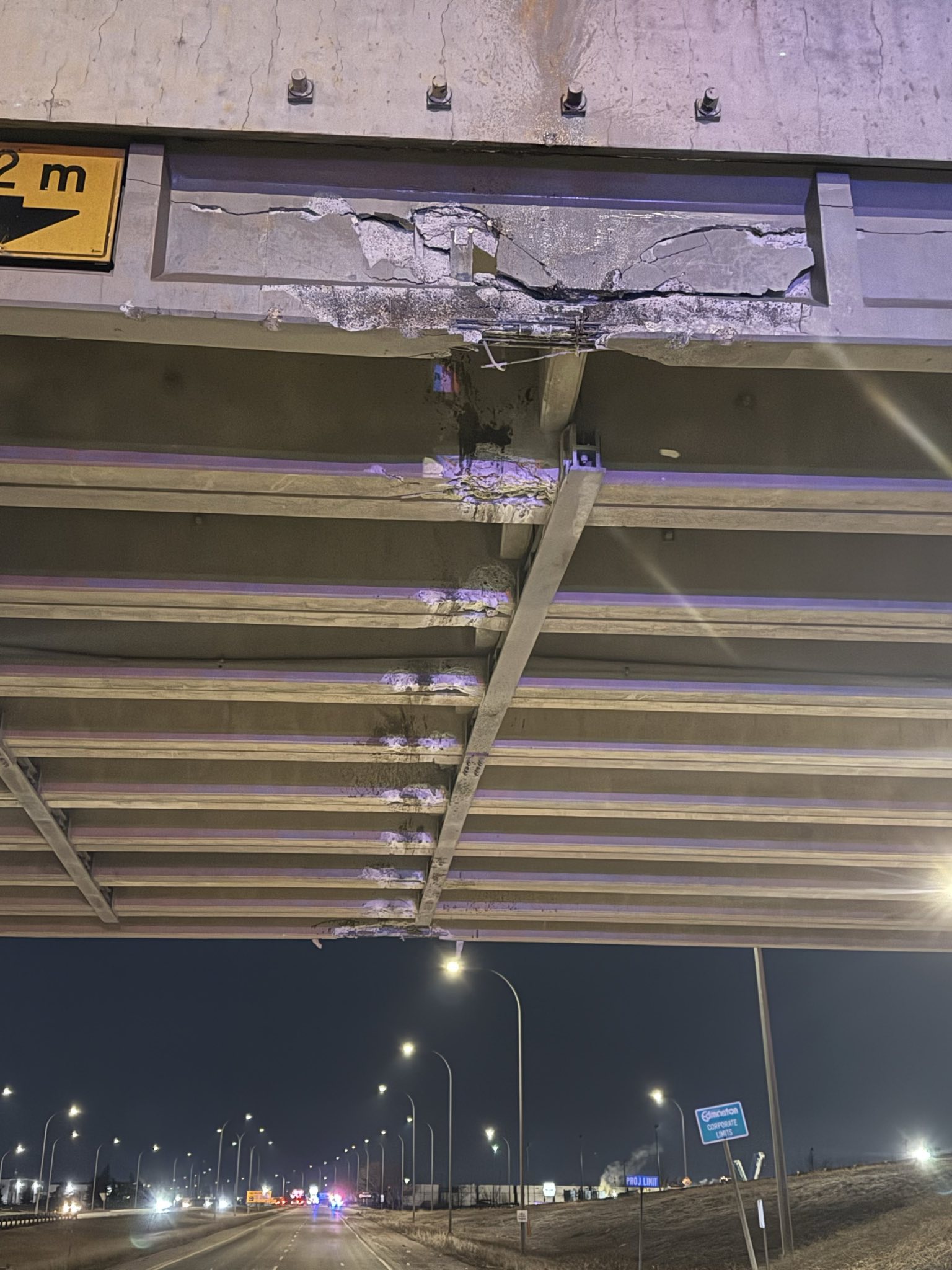 Semi-truck strikes overpass on Sherwood Park Freeway, causes extensive ...